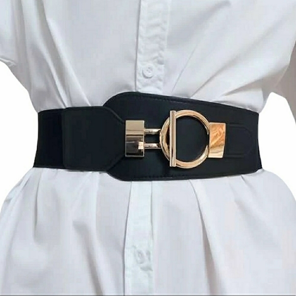 Accessories | Asymmetrical Gold Lock Wide Width Belt | Poshmark